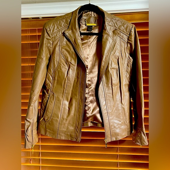 IMAN | Jackets & Coats | Iman Size Xl Tan Leather Jacket | Poshmark